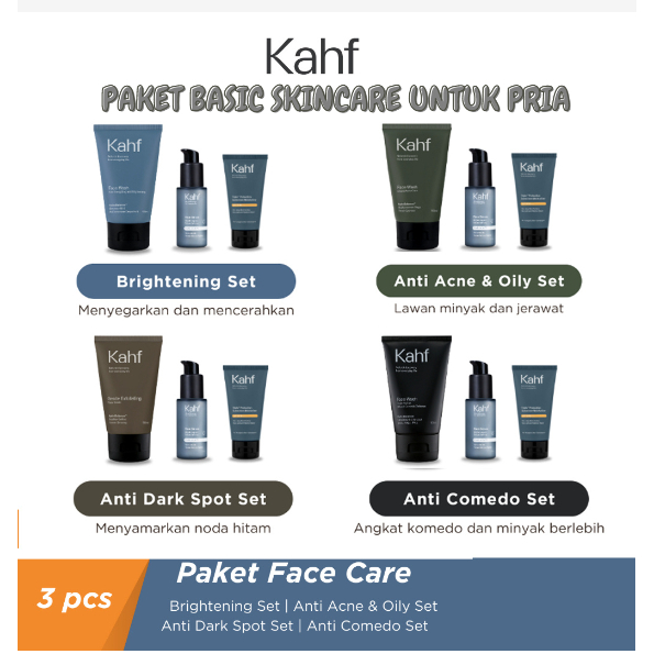 Jual Kahf Paket Basic Face Care Isi 3pcs ( Face Wash, Sunscreen ...