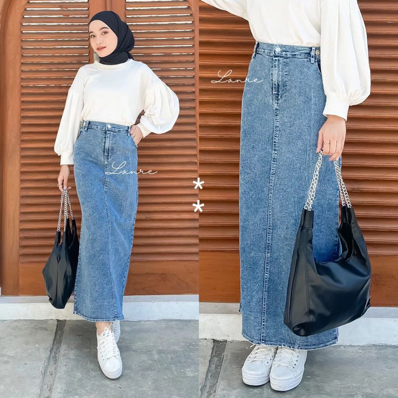 Jual Rok Jeans Wanita Kekinian || Theana Rok Jeans Standar Jumbo || Rok ...