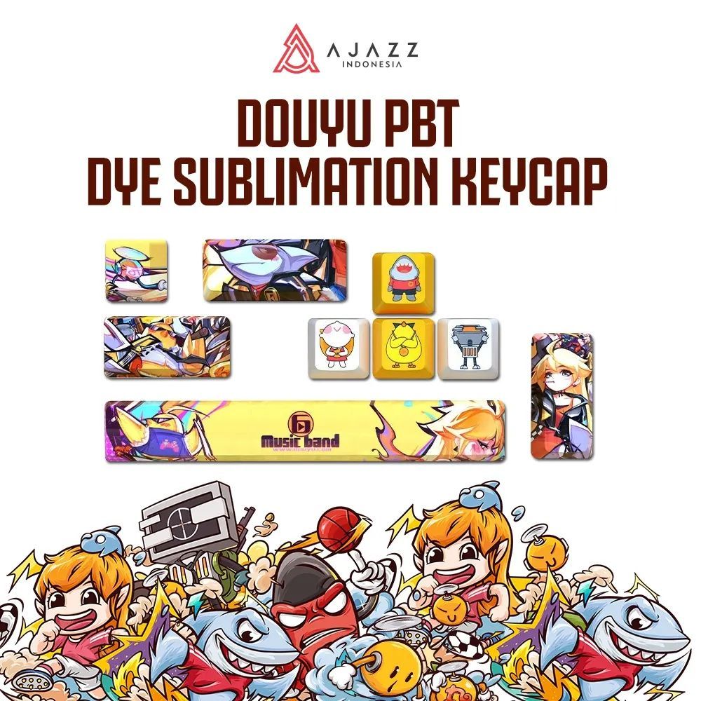 Jual Douyu PBT Dye Sublimation Keycaps Fish Pattern (9pcs Keycaps ...