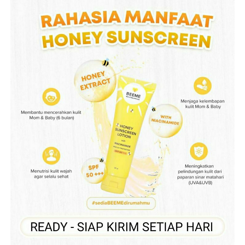 Jual BEEME Honey Sunscreen Lotion With Niacinamide SPF 50 ...