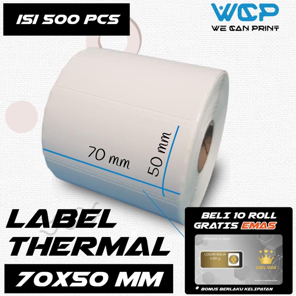 Jual Kes Struk Printer Stiker Label Barcode Thermal Paper Resi 7mm 5mm ...