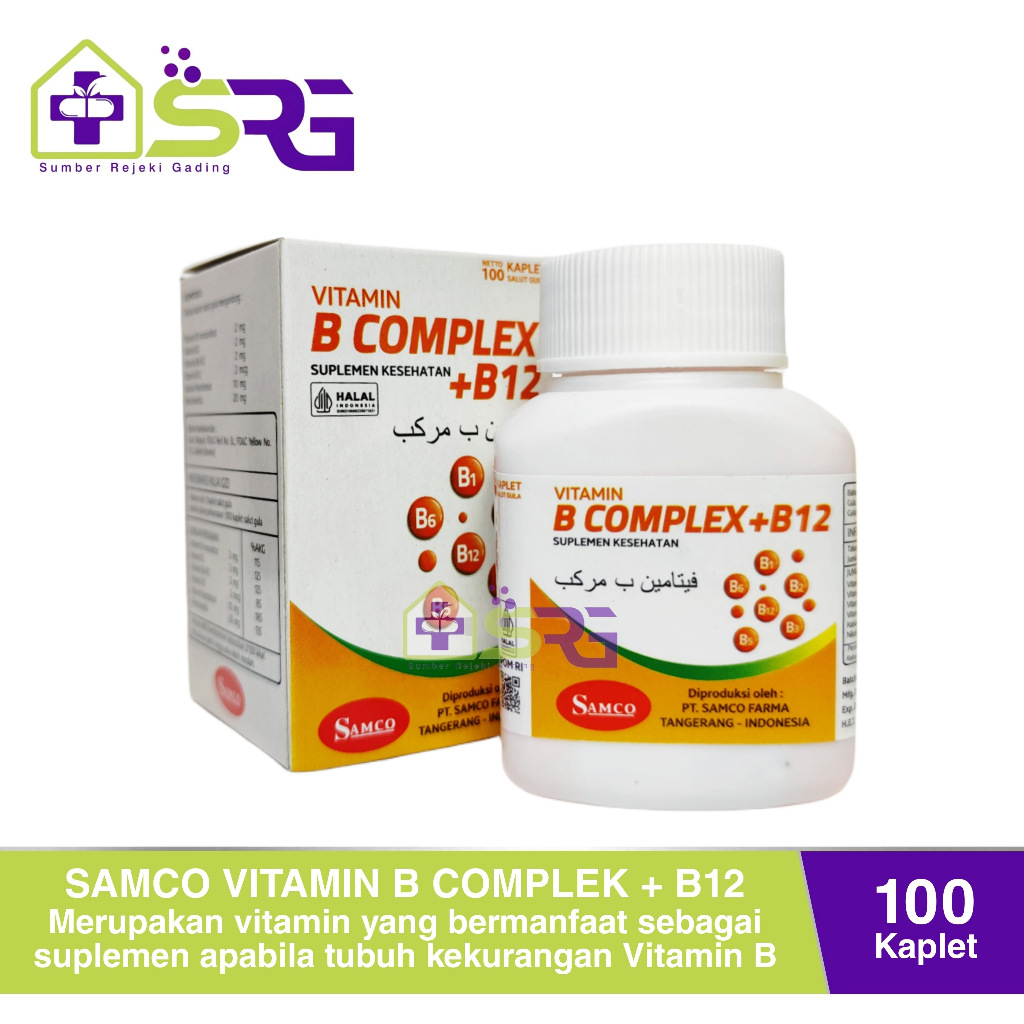 Jual Samco Vitamin B Complex + B12 Samco (Isi 100 Kaplet) | Shopee ...