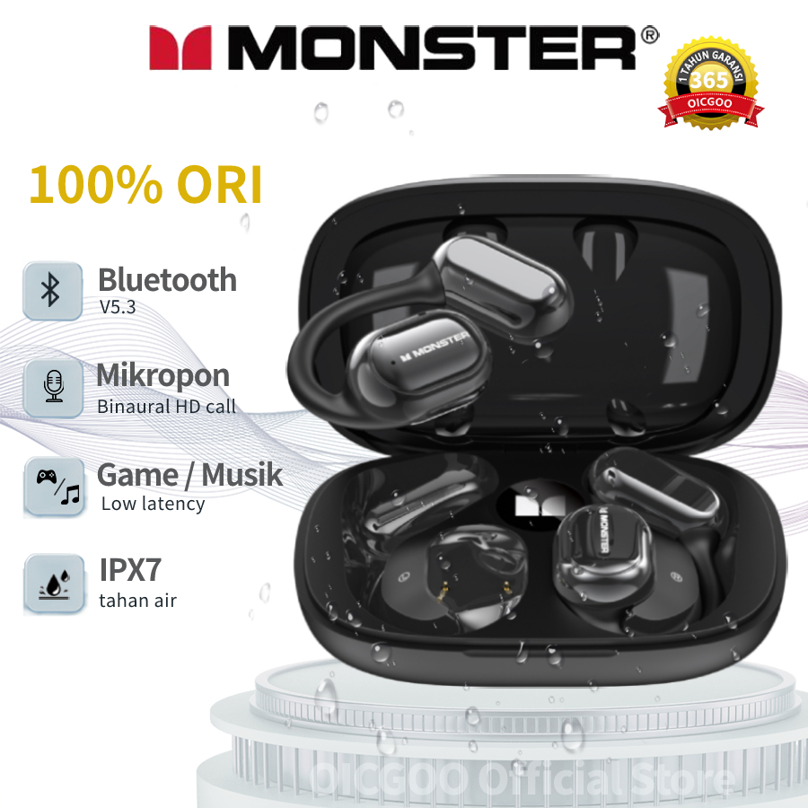 Jual Monster AC100 MH22156 OWS Bone Conduction Headset Bluetooth 5.3 ...