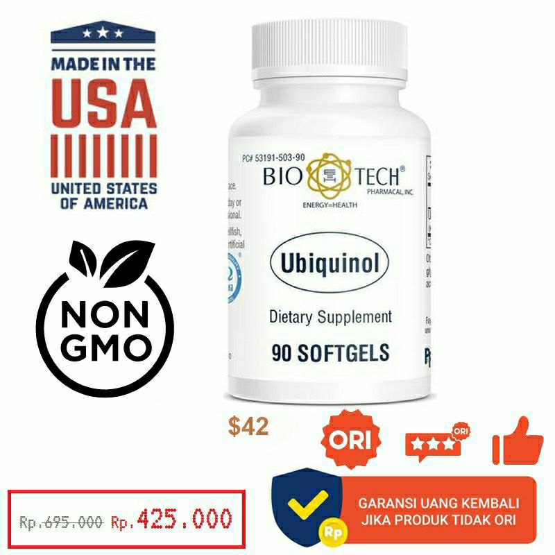 Jual Bio Tech Ubiquinol 90 Softgels Suplemen Herbal Kesehatan Jantung ...