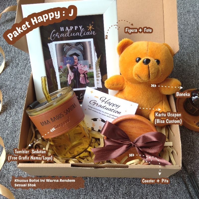 Jual HAPPY!! Hampers Gift Set / Gift box / Tumbler kaca grafir ...