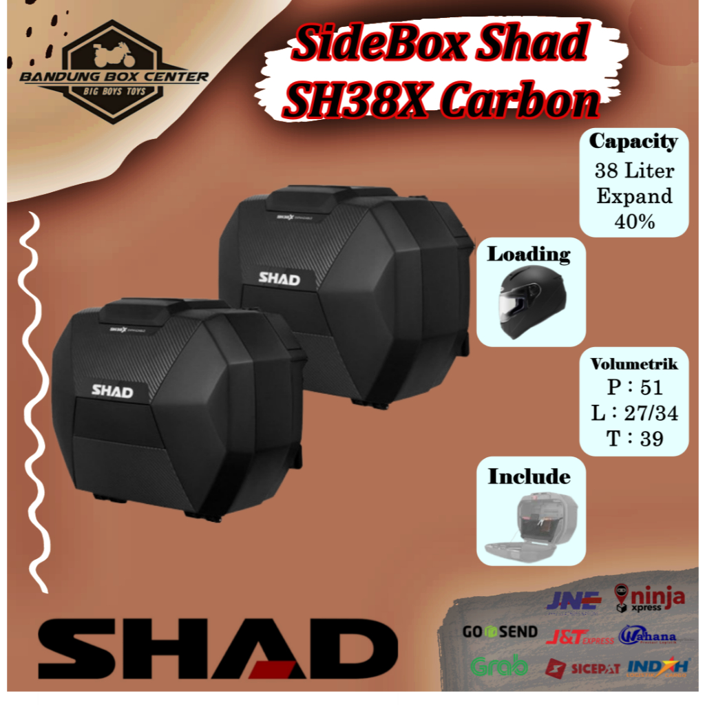 Jual SideBox SHad SH38 X Carbon Box Samping Shad SH38X Carbon Box Motor ...