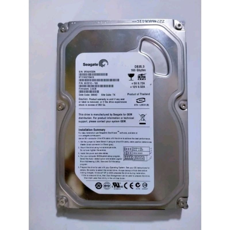 Jual Hdd/Hardisk Sata IDE PS2/PS3 80GB/120GB/160GB/500GB SEAGATE 100% ...