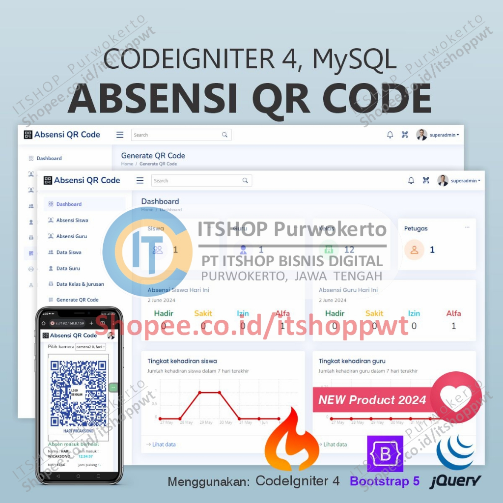 Jual Source Code Aplikasi Web Absensi Sekolah QR Code Menggunakan Codeigniter 4 | Shopee Indonesia