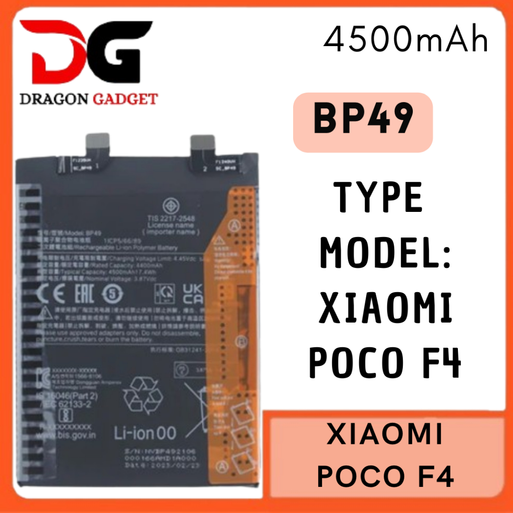 Jual BATERAI BATTERY XIAOMI POCO F4 BP49 4500mAh OEM | Shopee Indonesia