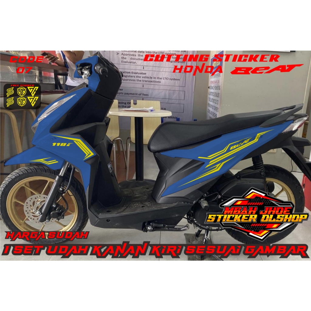 Jual cutting sticker motor honda beat deluxe tahun 2022-2024 body biru ...