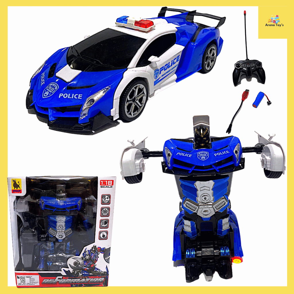 Jual Mainan Anak Remote Control Mobil Polisi Jadi Robot Deformation ...