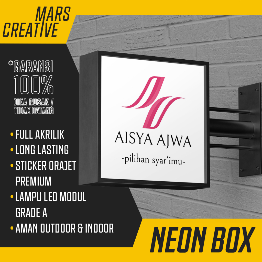 Jual NEON BOX PERSEGI PANJANG Ukuran 40 x 120 cm Bahan Full Akrilik ...