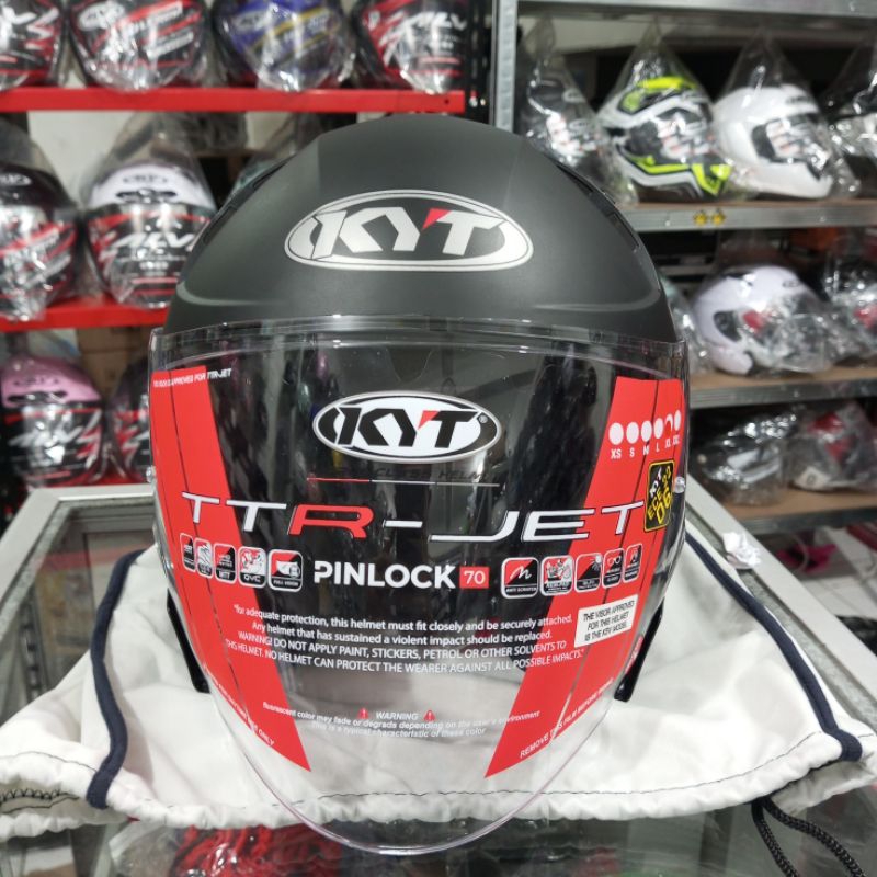 Jual Helm KYT TTR Jet Solid Ice Matt Black/Hitam Doff Original | Shopee ...
