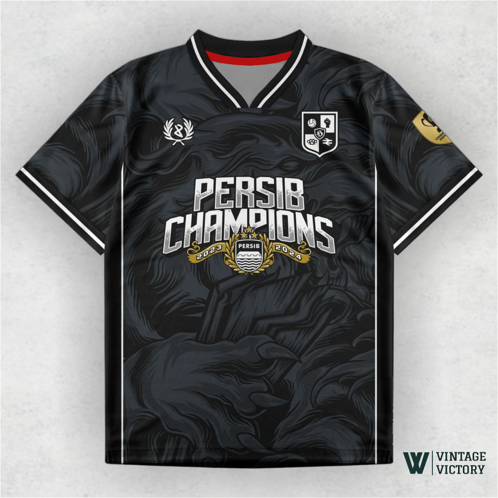 Jual Jersey Champion Persib Bandung Juara Terbaru 2024 Warna Hitam Abu ...