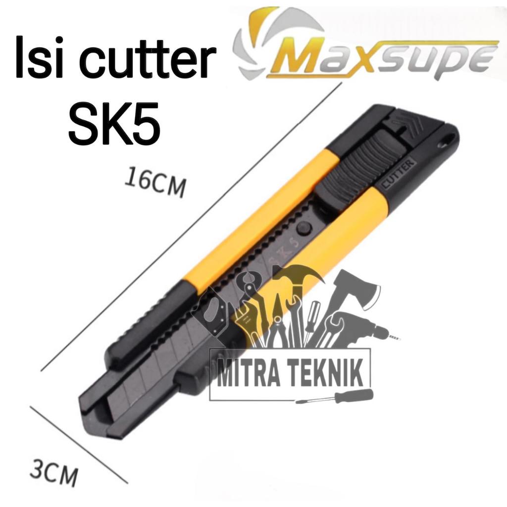 Jual Maxsupe Pisau Cutter Bagus / Cutter Heavy Duty 18 mm SK5 Tajam Auto-lock / Alat Perkakas M ...