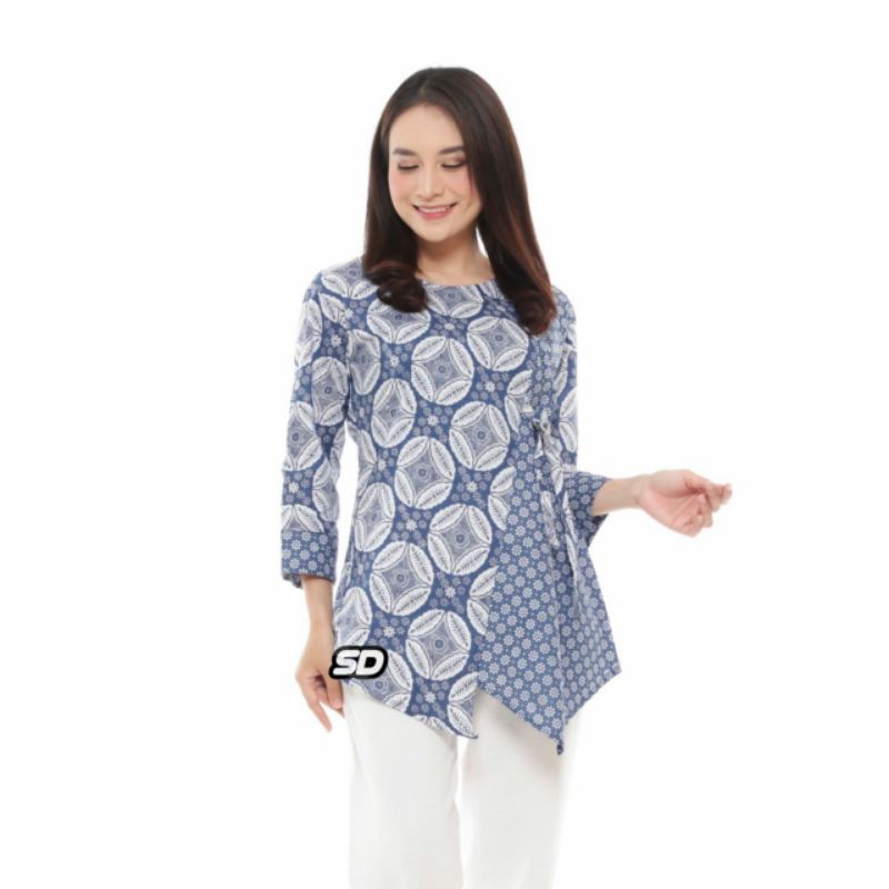 Jual Batik wanita ASJ SA HRB026 Kenongo Kemeja Tosca Pendek | Shopee Indonesia