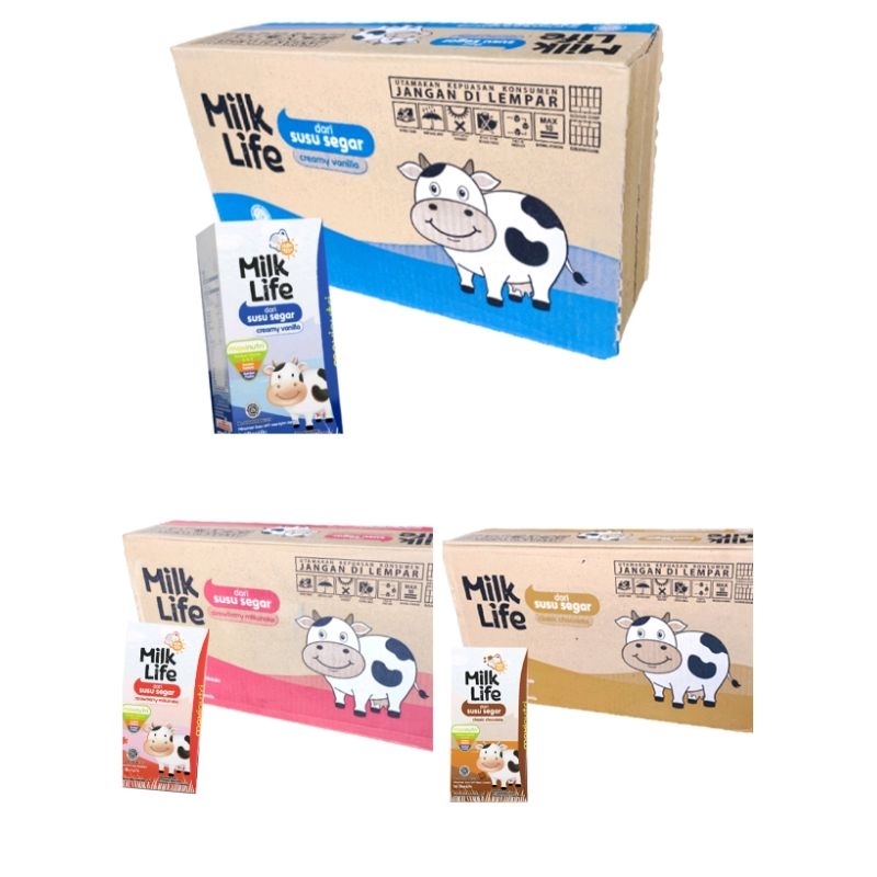 Jual Milk Life Susu UHT Creamy Vanilla, Cokelat, Stroberi 40 x 115 ml | Shopee Indonesia