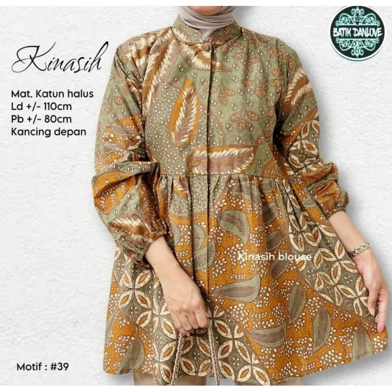 Jual HANA Blouse Batik Lengan Balon Baju Batik Kantor Cantik bahan ...
