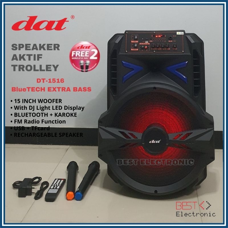 Jual SPEAKER AKTIF DAT DT 1516 DT1516 DT-1516 BLUETOOTH TROLLEY 15 INCH PROFESSIONAL | Shopee ...