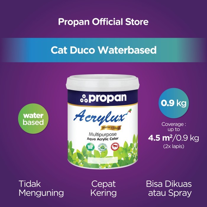 Jual CAT DUCO WATERBASED PROPAN ACRYLUX 0.9KG | Shopee Indonesia