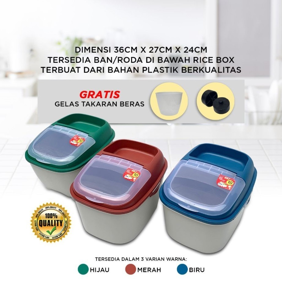 Jual Rice box tempat beras container box beras 10 L Liter wadah beras ...