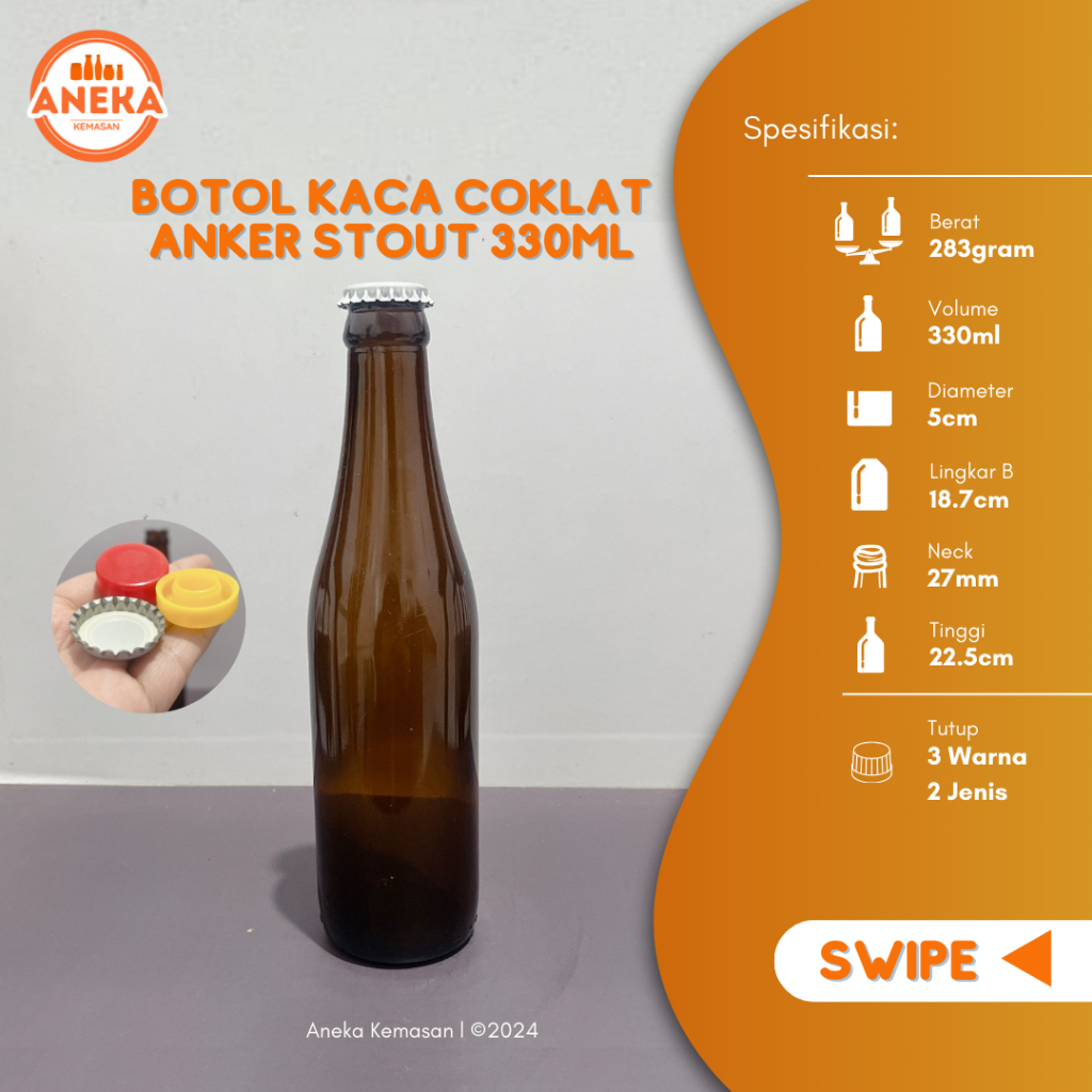 Jual Botol Kaca Coklat 330ml Botol Limun 330ml Botol Kaca Amber 330ml ...