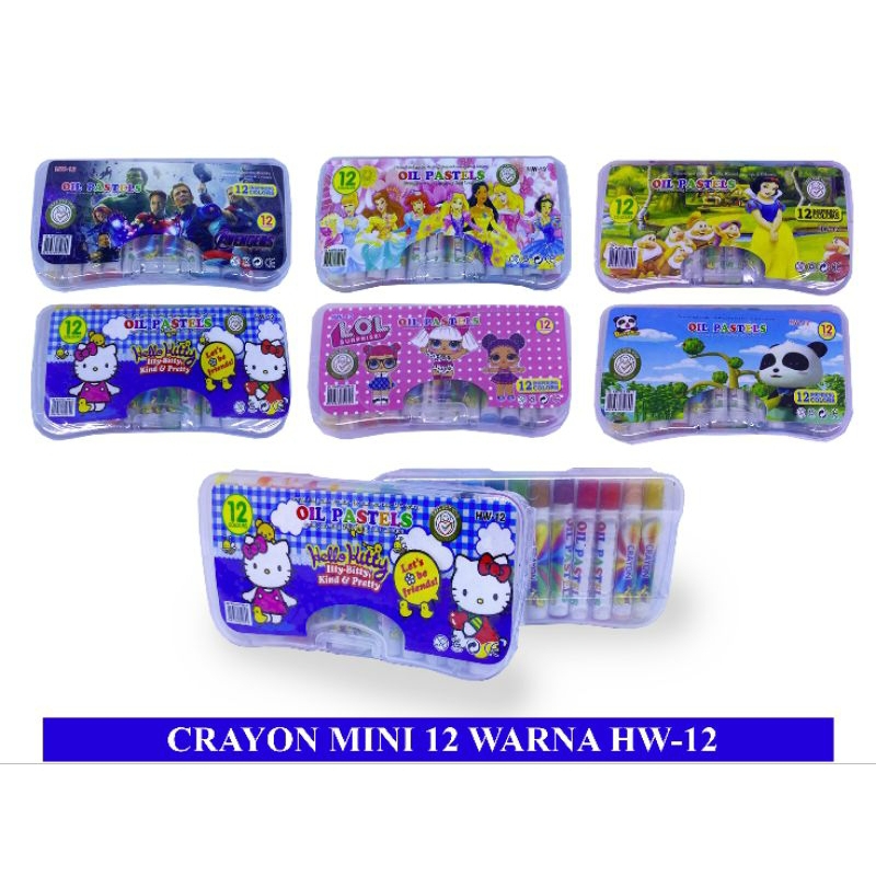 Jual Crayon Mini Oil Pastel 12 Warna / Crayon Mini Fancy 12 Warna Motif ...