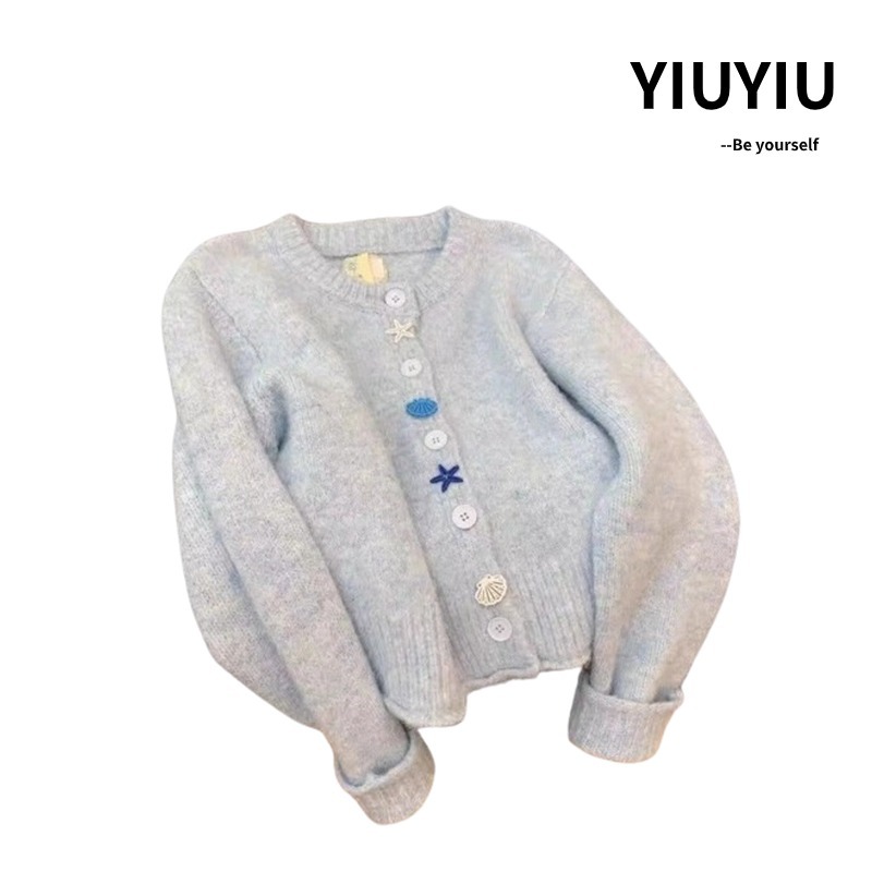 Jual YIU YIU Rajut - Cardigan Rajut Korea Cardigan Rajut Crop Round ...