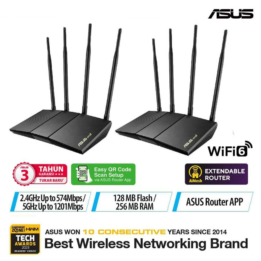 Jual ASUS RT-AX1800HP ( 2-Pack ) AX1800 Dual Band WiFi 6 | Shopee Indonesia