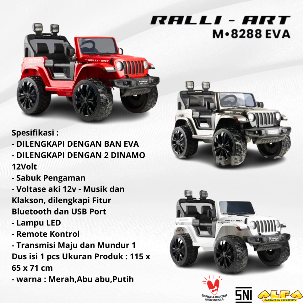 Jual Toko Mainan ALFA Mobil Aki PMB Jeep Off Road M8288 (Ban Eva ...