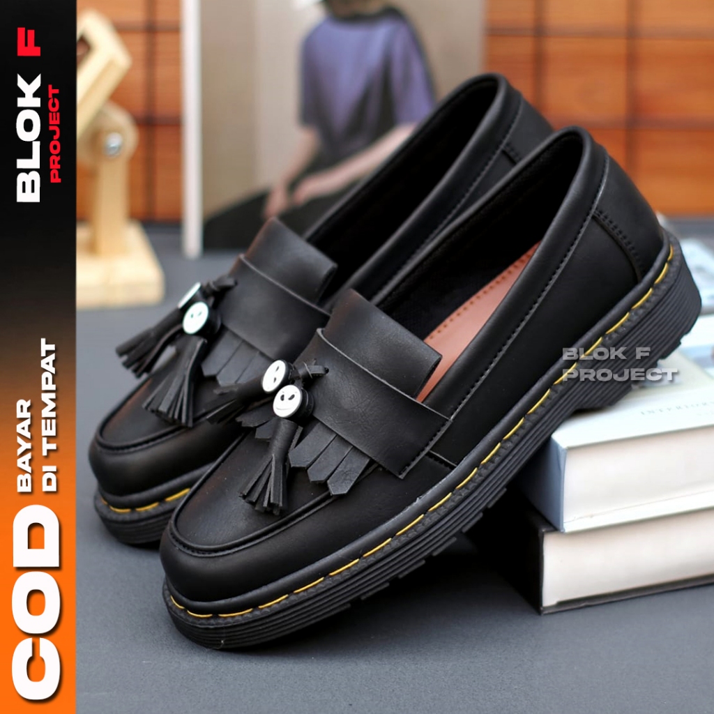 Jual Dory Black Sepatu Loafers Docmart Pria Nightmare Formal Casual ...