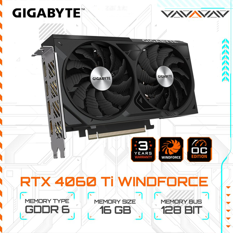Jual VGA Card Gigabyte GeForce RTX 4060 Ti WINDFORCE OC 16GB GDDR6 ...