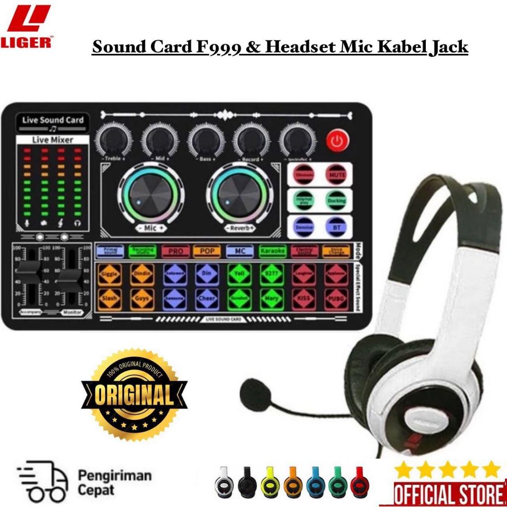 Jual LIGER - Soundcard F999 Full Set + Headset X10 Microphone paket ...
