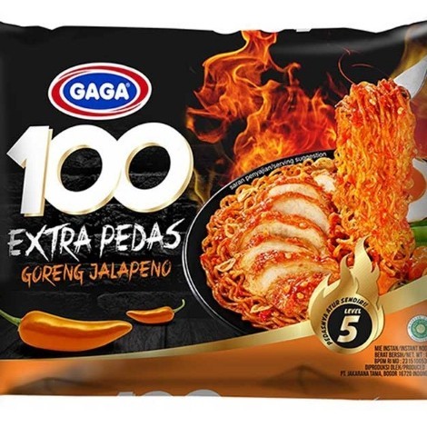 Jual Mie Gaga 100 Extra Pedas Mie Instan Goreng Jalapeno 85g | Shopee Indonesia