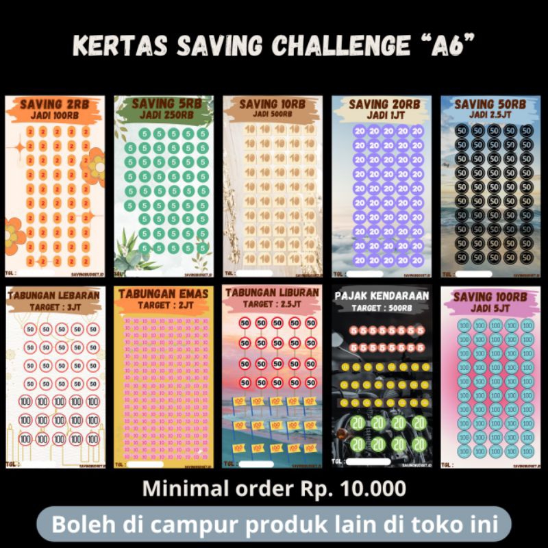 Jual Kertas Binder Menabung Saving Challenge A6 Tebal 260 gsm | Shopee Indonesia