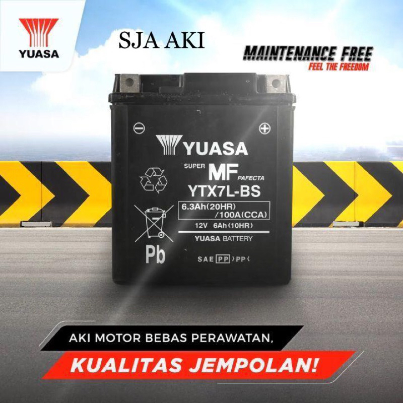 Jual AKI MOTOR YUASA YTX7L-BS 100% ORIGINAl | Shopee Indonesia