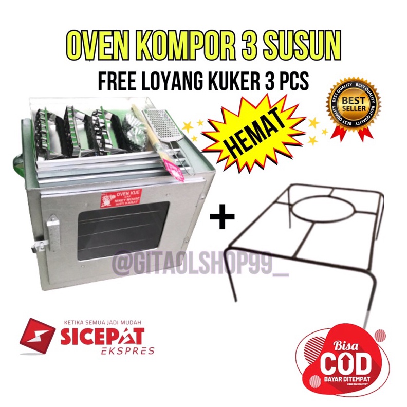 Jual KODE W16D Oven Kompor Tangkring 3 Susun Open Kue Kering Anti Karat ...