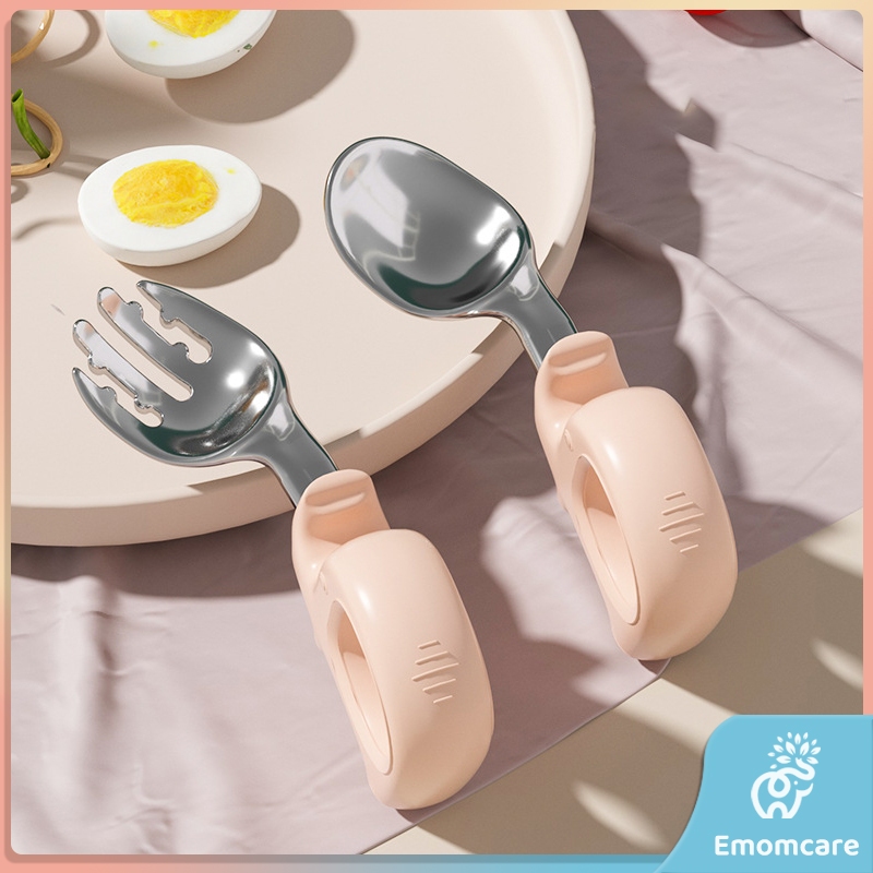Jual Set Sendok Garpu Makan Bayi Stainless Steel 316 Training Spoon ...