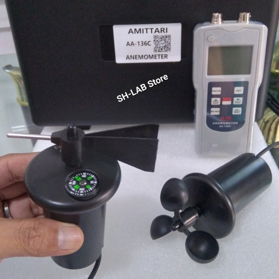 Jual AMITTARI Anemometer Digital Wind Speed Meter Three Cup Anemometer ...
