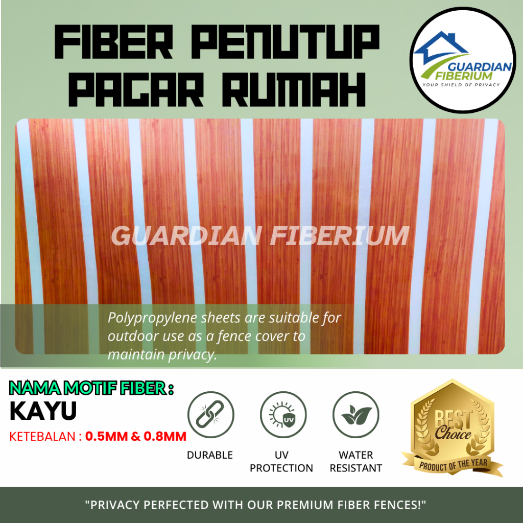Jual (Harga Per 1/2meter) Fiber Plastik Penutup Pagar Rumah Motif KAYU ...