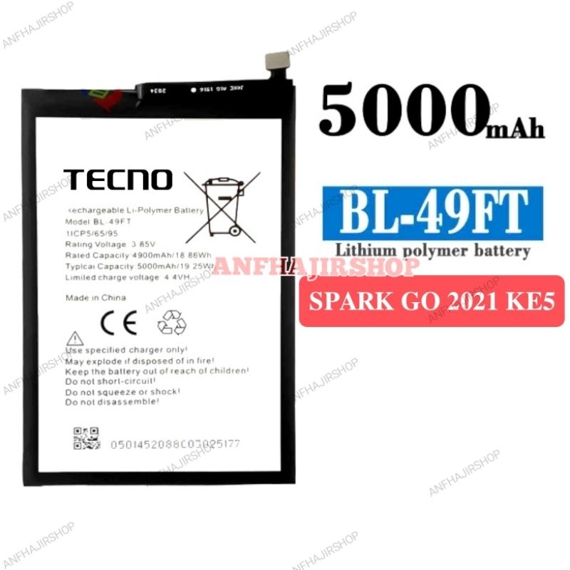 Jual BATRE BATERAI TECNO SPARK GO 2021 KE5 BL-49FT BATRAI BATTERY ...