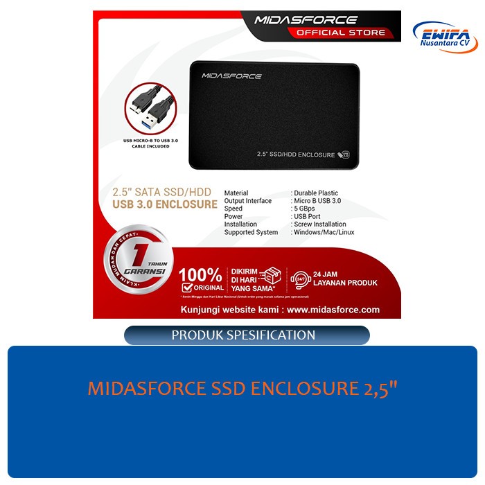 Jual MIDASFORCE SSD ENCLOSURE 2,5" | Shopee Indonesia