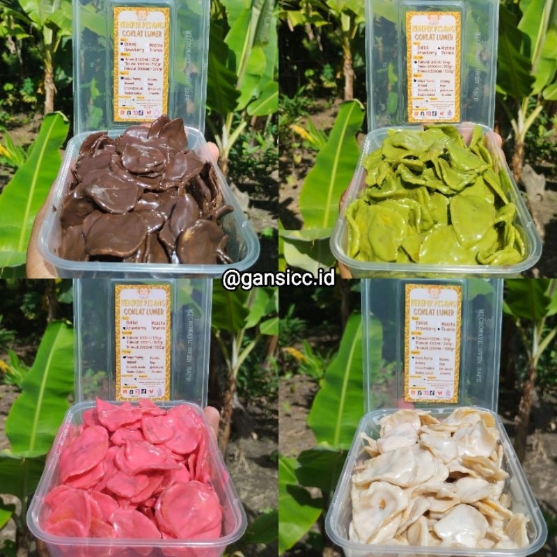 Jual Keripik Pisang Coklat Lumer Keripik Pisang Rasa Coklat Matcha Strawberry Tiramisu
