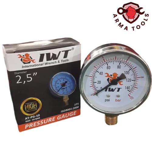Jual IWT Pengukur Tekanan (Manometer) 2,5" 10 Bar - Pressure Gauge (AT-PG-10) | Shopee Indonesia