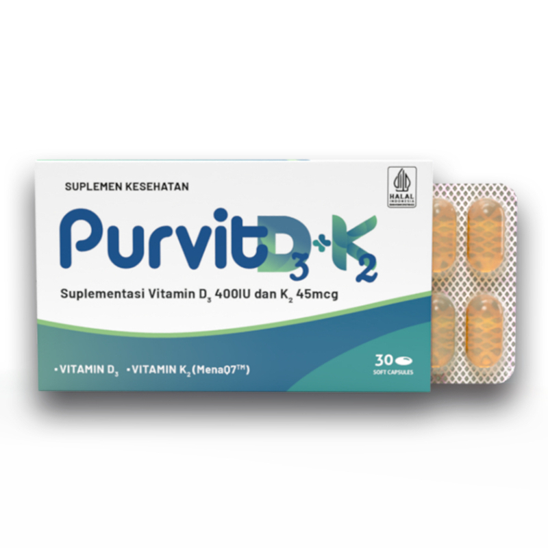 Jual Purvit D3 + K2 Box 30 Kapsul - Vitamin D3 400 IU + Vitamin K2 45 ...