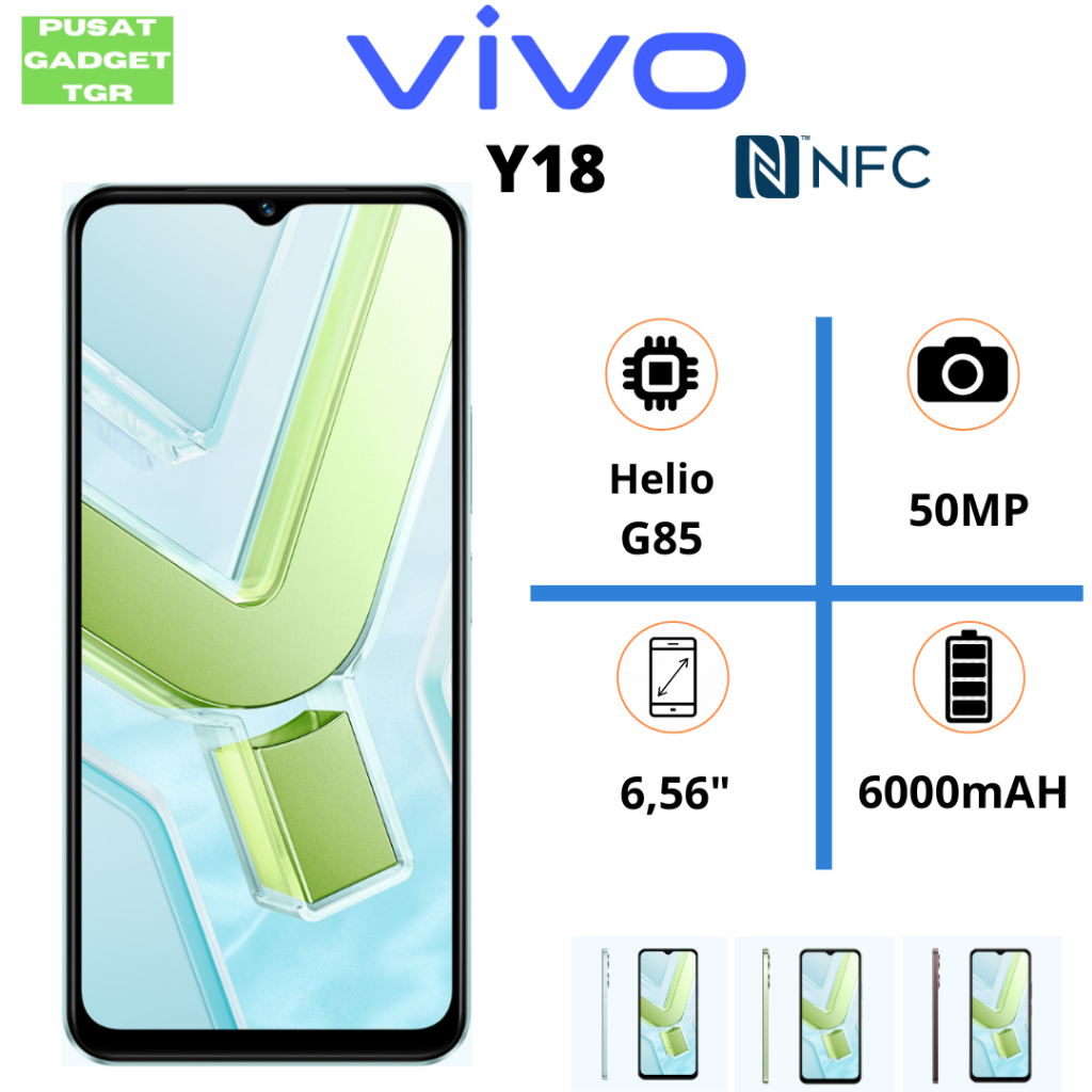 Jual vivo Y18 - NFC Multifunctions, 50MP AI Camera, 5000 mAH+15W ...