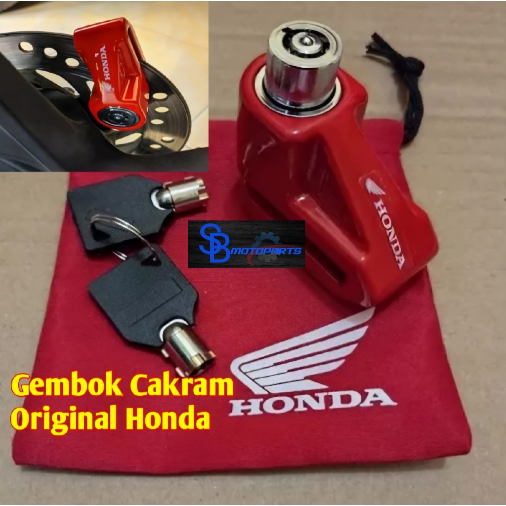 Jual GEMBOK MOTOR CAKRAM DISK LOCK GEMBOK PIRINGAN ORIGINAL HONDA MERAH ...