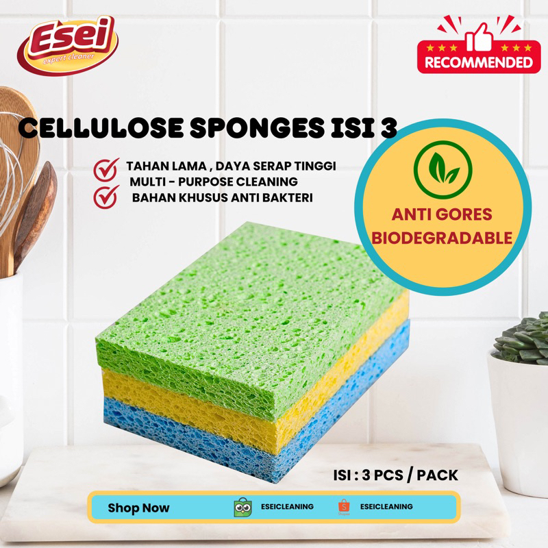 Jual Cellulose Sponges (Spon Cellulose) -- isi 3 / spon sellulosa ...
