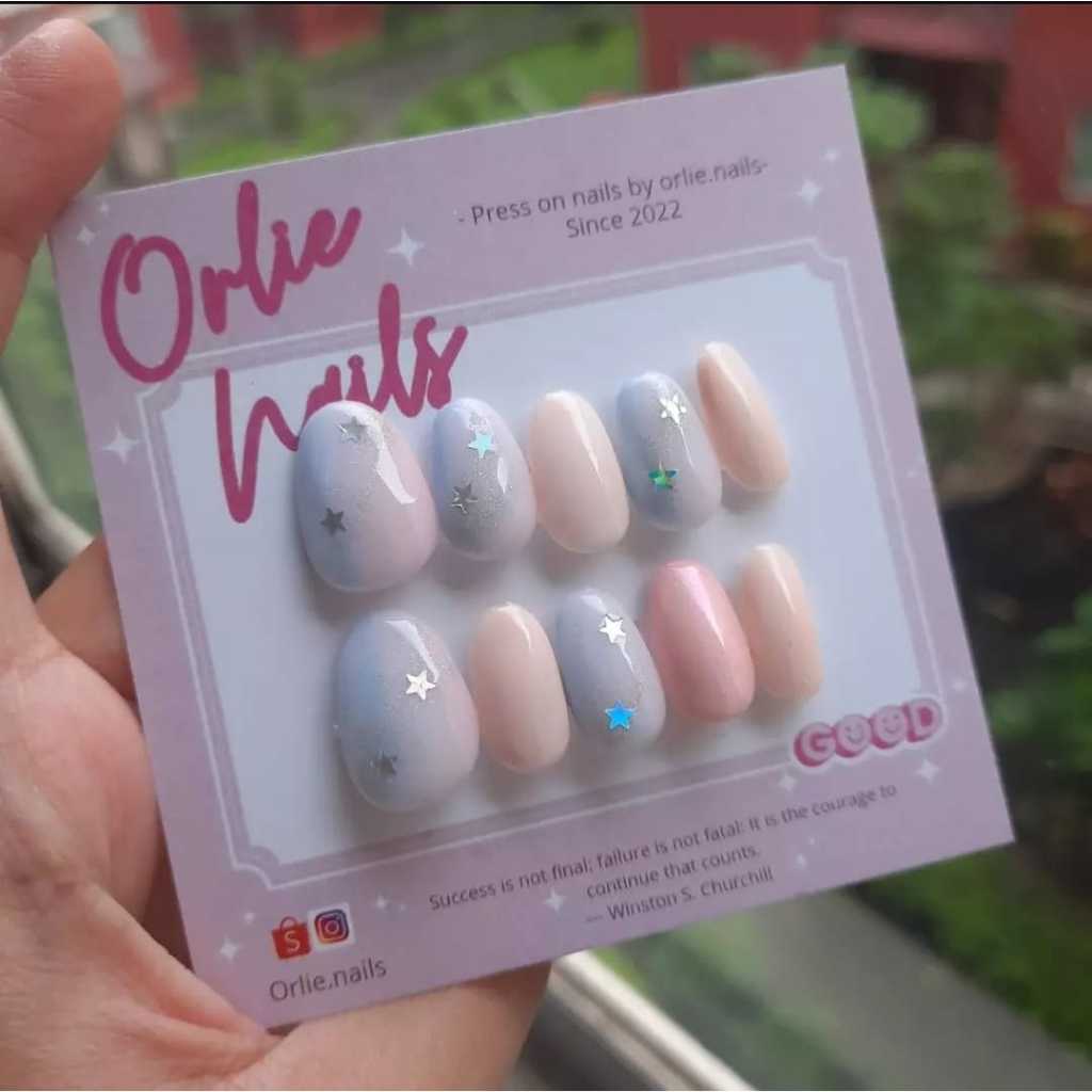 Jual Press On Nails Pinky Blue Fake Nails | Shopee Indonesia