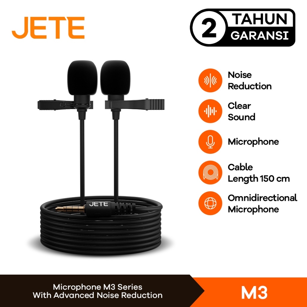 Jual Mic Clip On JETE M3 Microphone External 2 in 1 Audio & Recording ...